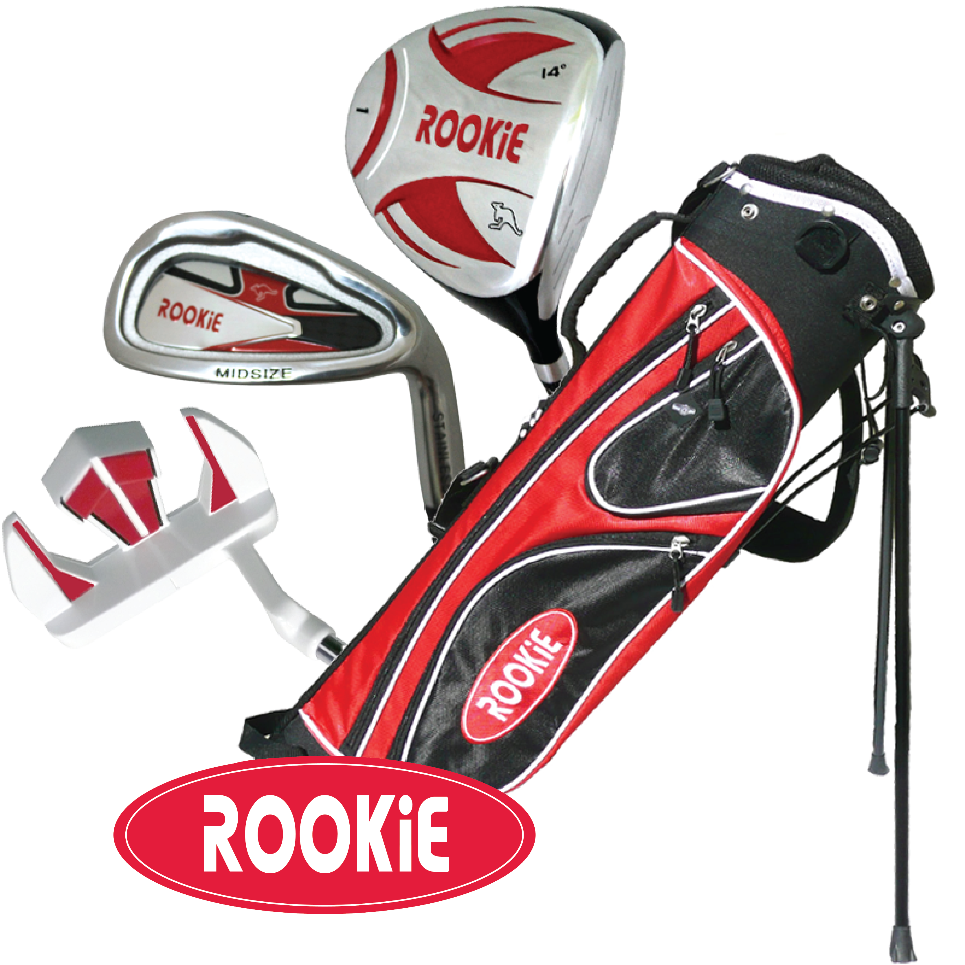 ROOKIE - KIDS SET- RIGHT HAND - 4 PCE RED – Golf Gear Australia Pty Ltd