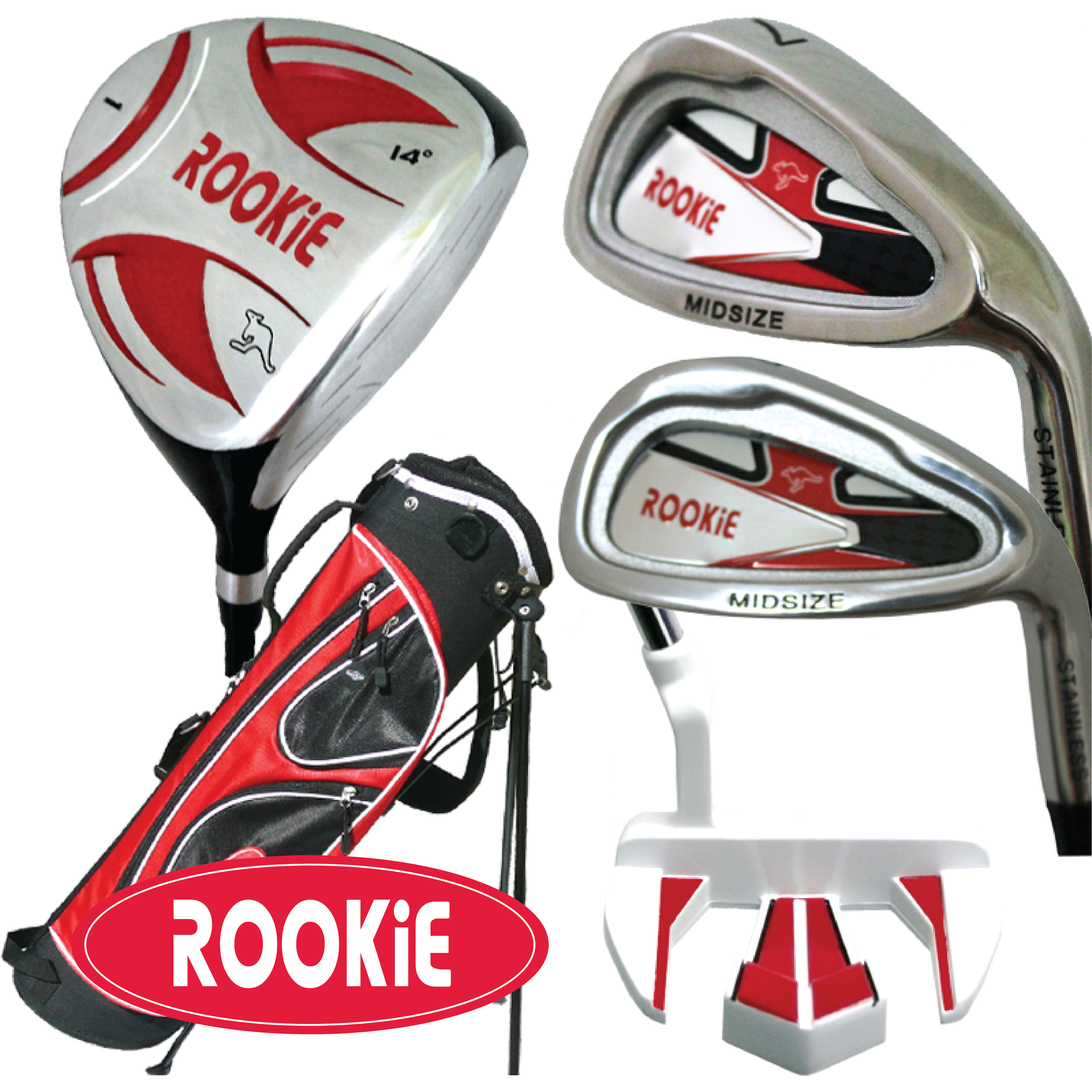 ROOKIE - KIDS SET- RIGHT HAND - 5 PCE RED – Golf Gear Australia Pty Ltd